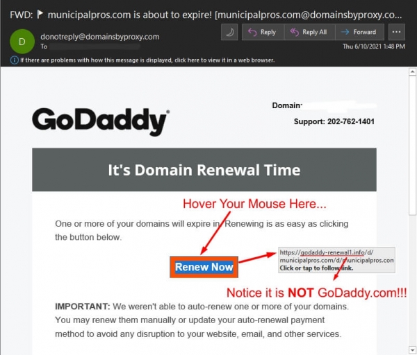 Beware of a Fake GoDaddy Domain Renewal Email! – Modern Web Studios and ...